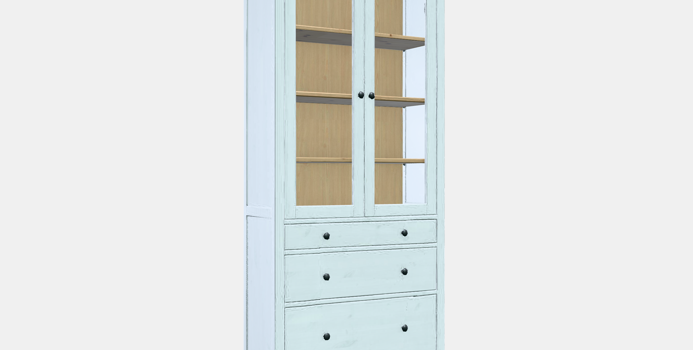 HEMNES Glass door cabinet with 3 drawers 1